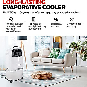 Honeywell 525 CFM Indoor Portable Evaporative Air Cooler, Fan & Humidifier with Ice Compartment & Remote, White