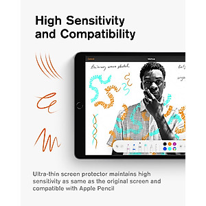 KCT 3 PACK Paperfeel Screen Protector Compatible with iPad 9th/8th/7th Generation (2021/2020/2019) 10.2 Inch, Clear View, Matte Film for Drawing Anti Slip/Scratch Resistant/Bubbles Free