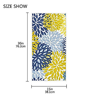 VIKKO Towels Hand Washcloths Polyester Fingertip Towel with Single-Sided Printing for Home Hotel Bathroom Decoration - 30x15 Inch (Blue Yellow Chrysanthemum Flowers)