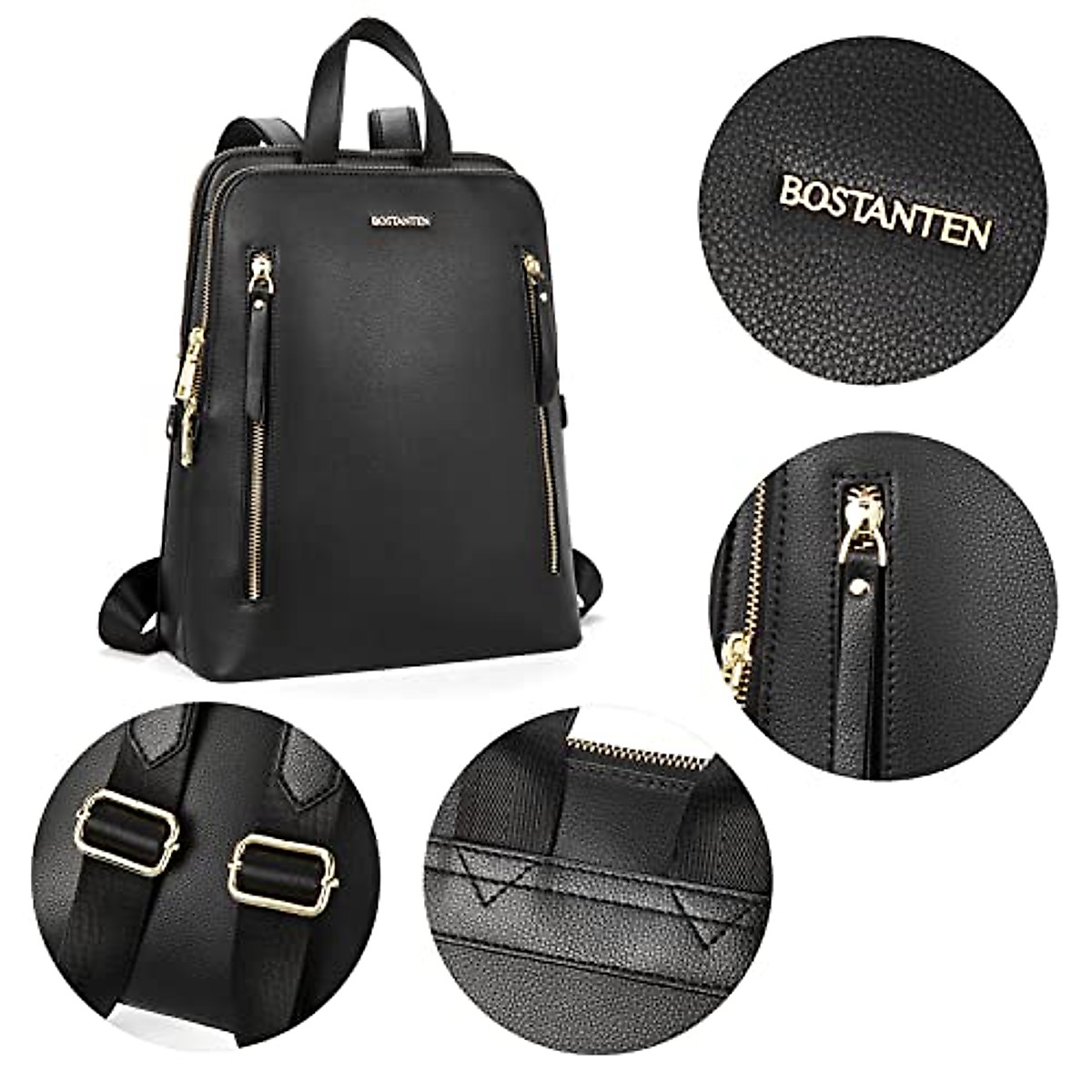 BOSTANTEN Leather Backpack Purse for Women Work Travel Backpack Stylish Ladies Shoulder Bags