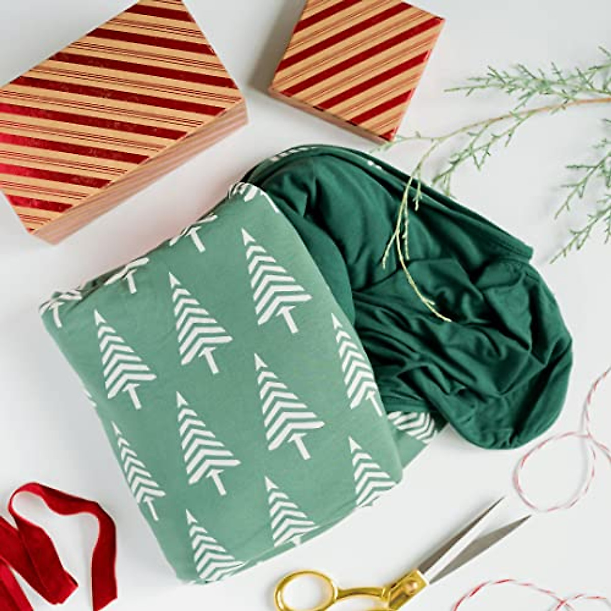 Soft Oversized Christmas Tree Stretch Throw Blanket - Super Cozy Adult Swaddle Blanket for Bed, Sofa, Couch - Lightweight Jersey Knit Comfort Throws 57x72 Inch Long (Emerald Green - Alpine)