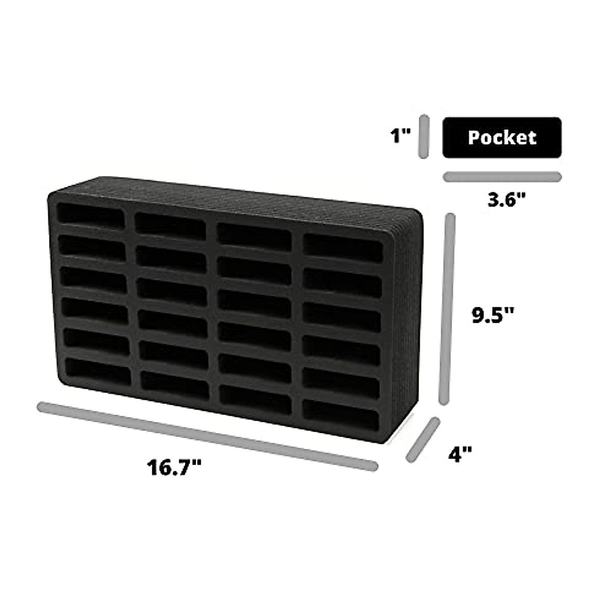 Polar Whale Ink Pad Storage Tray Organizer Stamping Design Stand Supply Black Foam Horizontal Holder Non-Rattle Washable Compatible with Versamark, Versafine, Distress, Stazon and More Holds 24