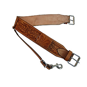OAK TOOLED BROWN LEATHER BACK REAR CINCH FLANK WESTERN HORSE GIRTH TRAIL TACK