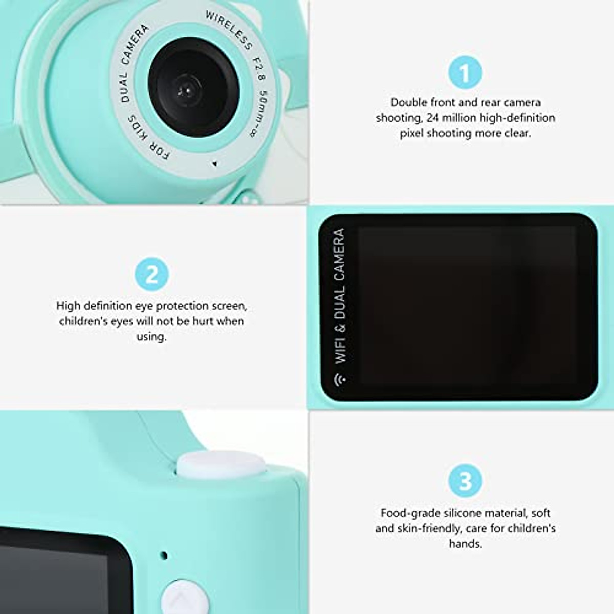 Lurrose Childs Camera Cartoon Digital High Definition: Cartoon Kids, Blue Rechargeable Video Recorder, 32g Mini Kid Toys for New Year Birthday Festival Souvenir Girl Toddler Toys