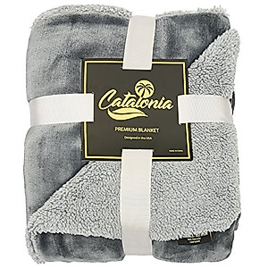 Catalonia Charcoal Grey Sherpa Throws Blanket, Super Soft Fuzzy Comfy Micro Plush Fleece Blanket All Season for Sofa Couch Bed Reversible Match Color, Tone to Tone, 50x60 inch