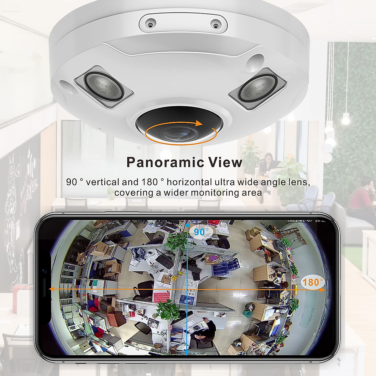 Vonnision 4K POE IP Fisheye Camera, 1.7mm Lens, 49ft Infrared, WDR, Metal housing, IP66 Water-Proof Indoor&Outdoor Panoramic Security Camera(Compatible with Hikvision/Dahua NVRs)