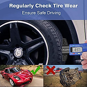 Preciva Tire Tread Depth Gauge, Digital Tire Gauge Meter Tester with Large LCD Screen of Fraction Inch/MM/Decimal Inch Conversion for Cars Trucks and SUV