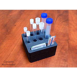 Polar Whale Personal Travel Test Tube Holder Rack Black Foam Lab Storage Organizer Compact Stand Transport Holds 8 Tubes Fits up to 11mm 13mm 15mm 17mm Diameter