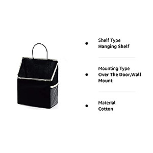 Fantasyon BTQ Wall Hanging Storage Bag, Waterproof Over The Door Closet Organizer Hanging Pocket Linen Cotton Organizer Box Containers for Bedroom, Bathroom (Black)