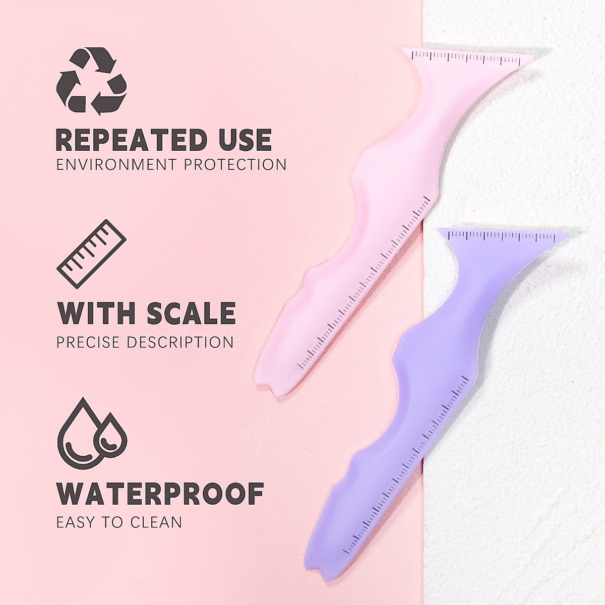 2PCS 5 in1 Eyeliner Stencils Silicone Winged Tip Eyeliner Aid Eyebrow Pencil Stencils Multi-Purpose Eye Makeup Tool for Winged Eyeliner, Defined Eyebrow, Eyelash, Face Contour and Lip Line