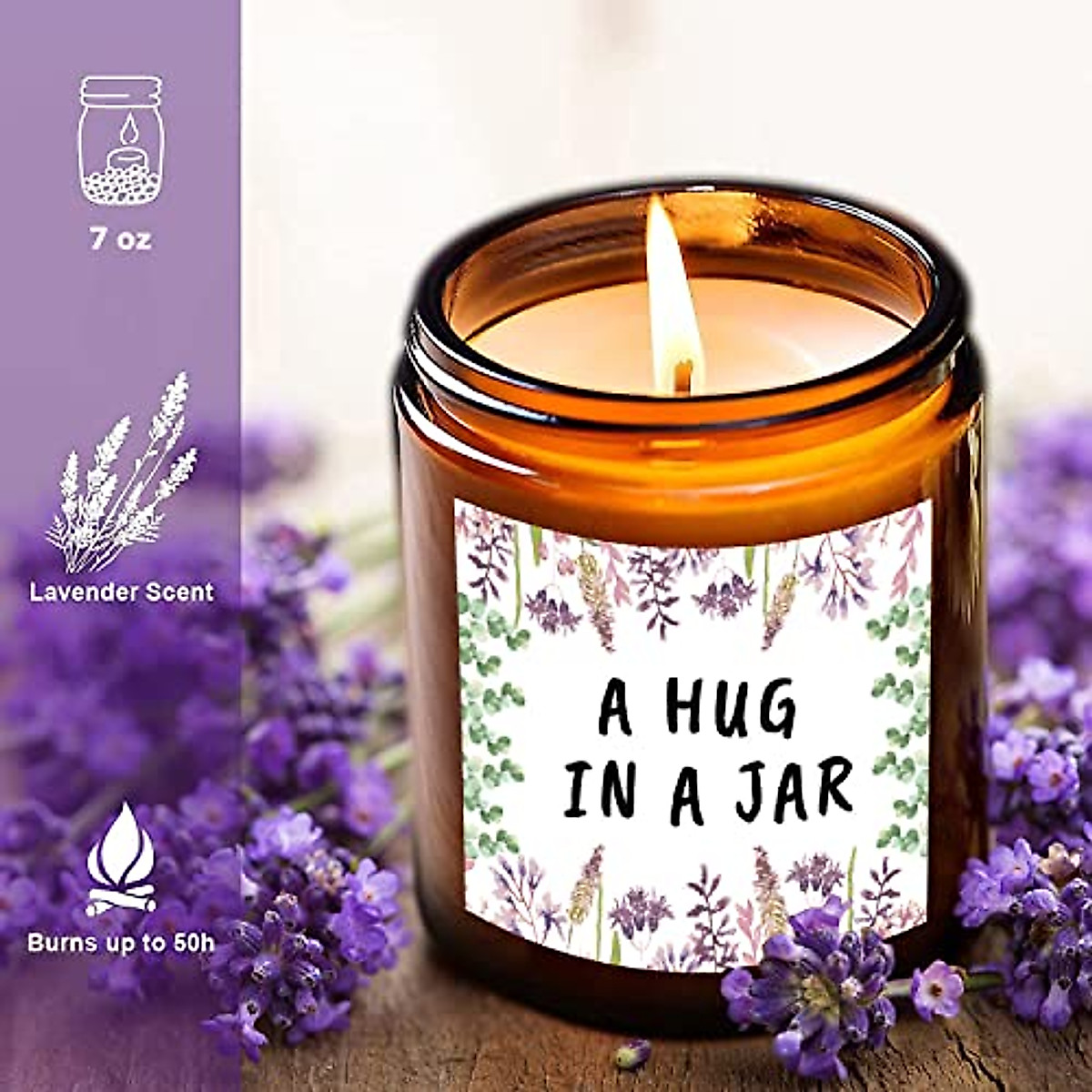PIDELIGHT Giant Hug in A Jar Candle - Jars of Hope Candle, Get Well Feel Better Cheer Up Gifts, Sending Hugs Gifts for Women, Thinking of You Lavender Scented Soy