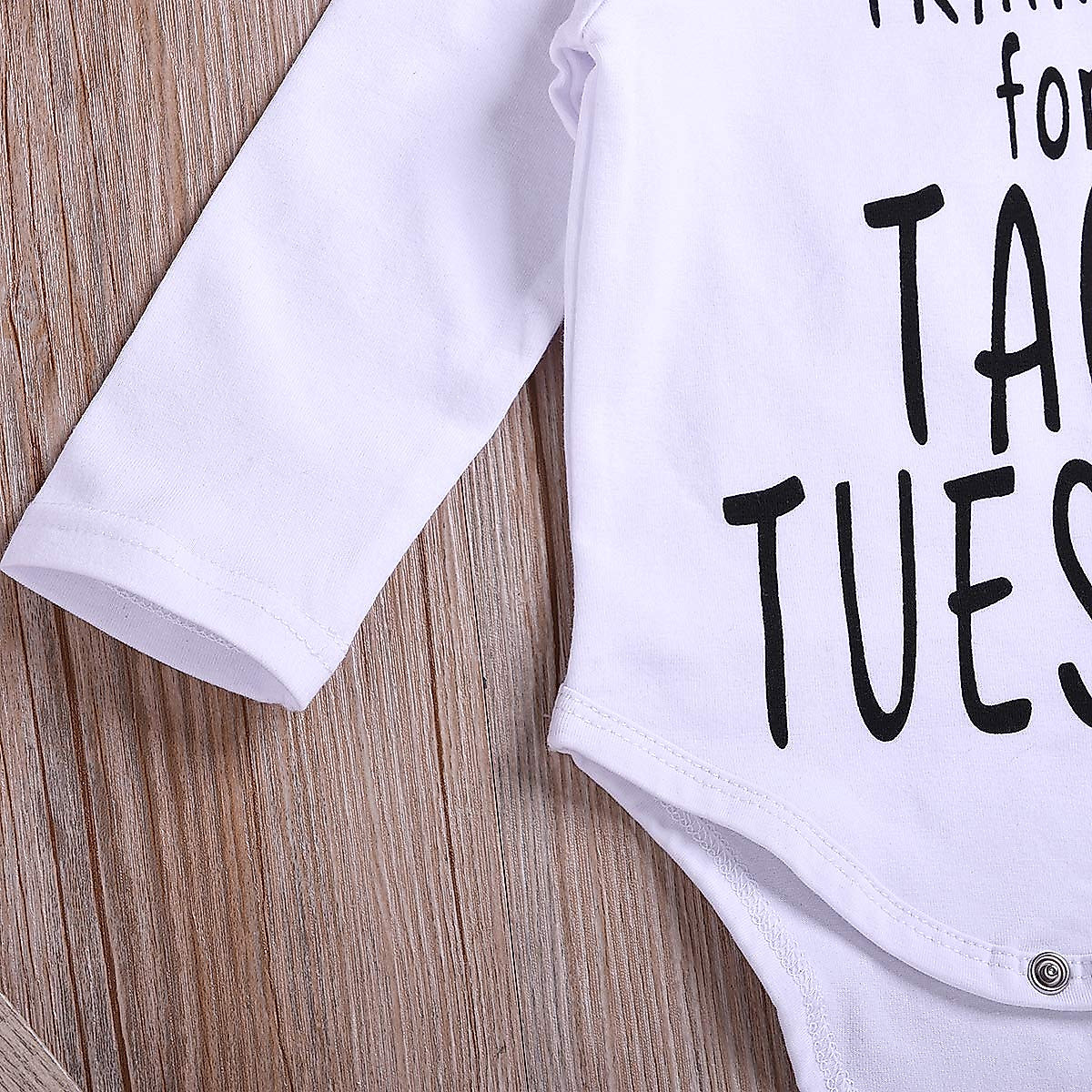 TROSJ 3Pcs Newborn Infant Baby Boy Girl Outfits Long Sleeve Letter Print Romper Tops +Rainbow Striped Pants + Headband Clothes Set (White, 6-12 months)