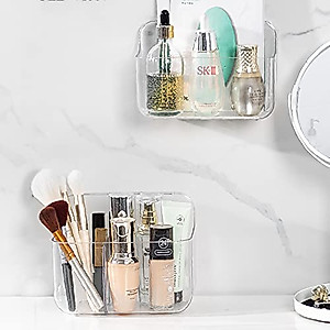TREEHOLE Bedside Caddy Organizer Acrylic Wall Mounted Adhesive Shelf for Remote Control Office Supply Makeup Brush Bathroom cabinet door Pantry Kitchen Laundry Utility Room