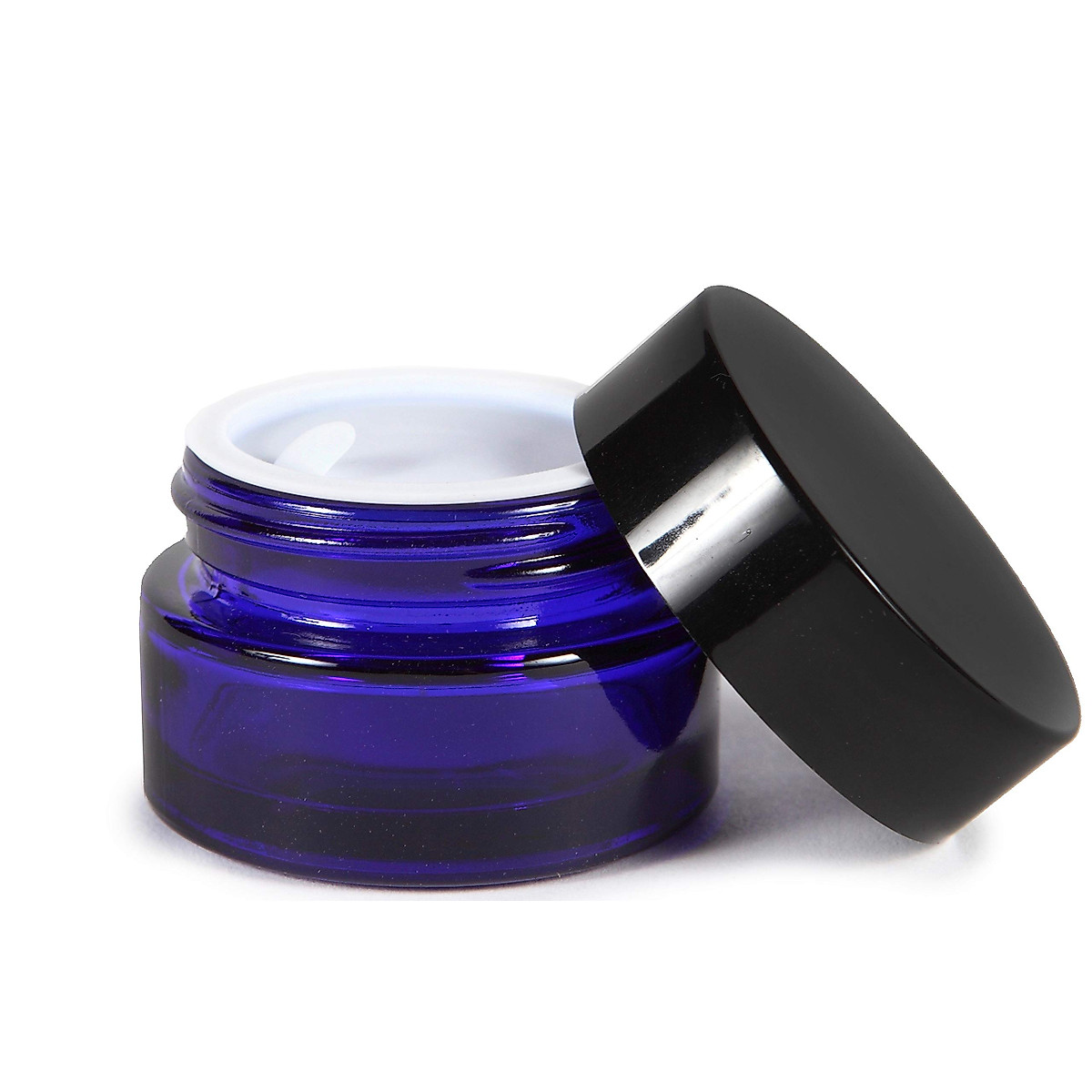 Vivaplex, 12, Cobalt Blue, 15 ml, Round Glass Jars, with Inner Liners and black Lids