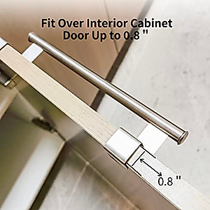 Qflushor Over The Door Towel Rack, Kitchen Over Door Towel Holder, Over Cabinet Towel Bar, Stainless Steel Over Door Hanger, Brushed, 2 Pack