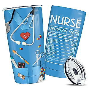 wowcugi Nurse Gifts Nutrition Facts Tumbler Stainless Steel Double Vacuum Insulated Travel Coffee Cup 16oz Christmas Graduation RN CNA LNP Nurse Appreciation Gift Women Men