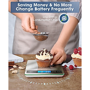 Nicewell Food Scale, 22lb Digital Kitchen Scale Weight Grams and oz for Cooking Baking, 1g/0.1oz Precise Graduation, Stainless Steel and Tempered Glass