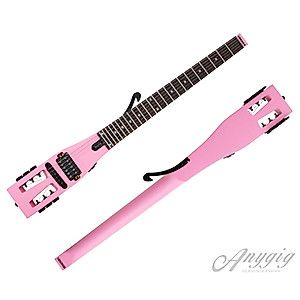 Anygig Electric Guitar Practice Portable Travel 82CM 1.6KG Pink Matte 25.5" Full Scale with Gigbag Right Handed