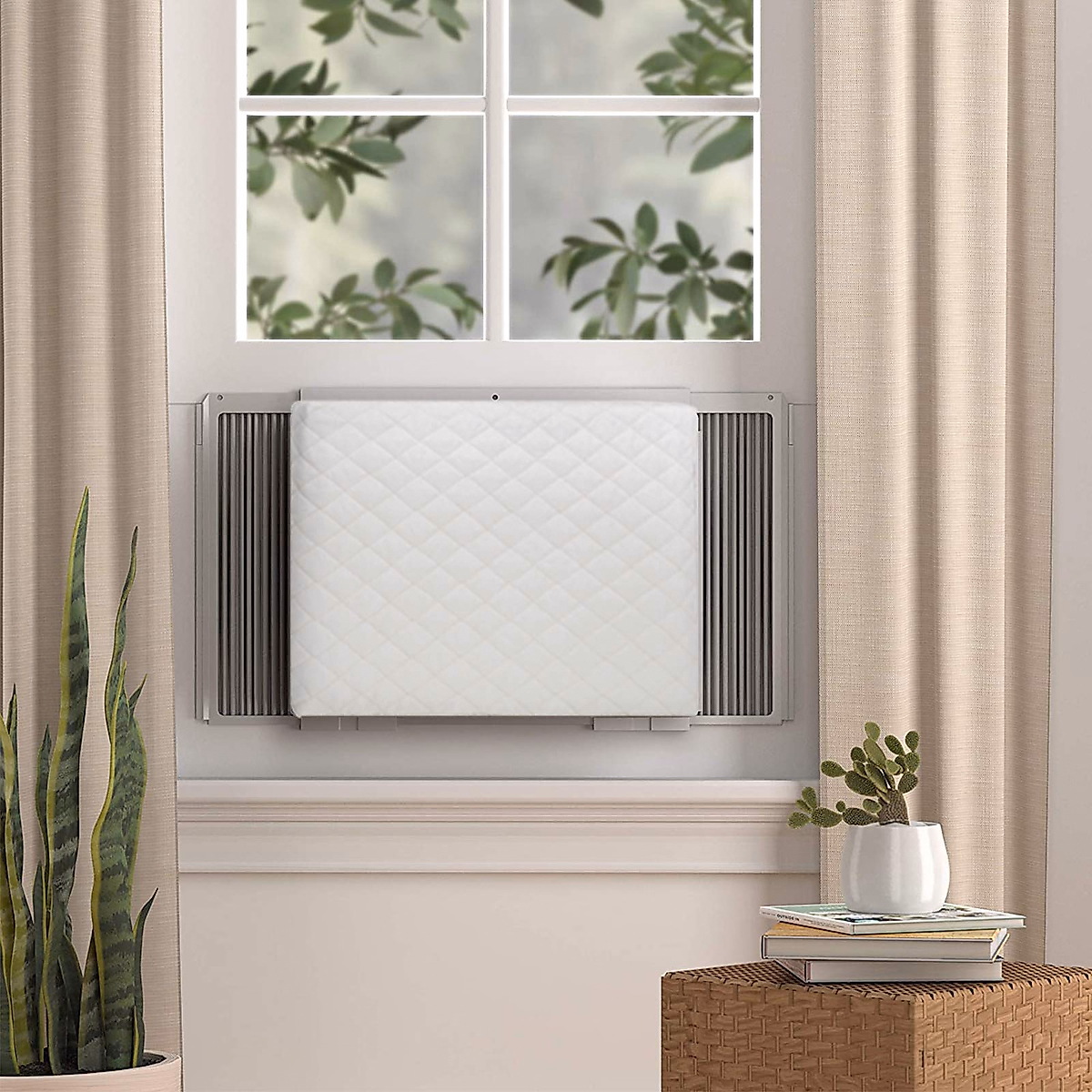Foozet Indoor Air Conditioner Cover Double Insulation, Medium Beige