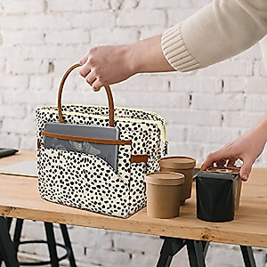 Lunch Bag Women Insulated Lunch Box Large Cooler Lunchbox Tote Bags Adult Reusable Boxes for Ladies Work Picnic School Beach (Cheetah-Apricot)