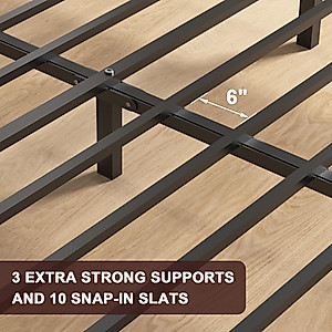 King Size Bed Frame with 0.6in Thick Headboard and Footboard, Platform Bed with 13 Premium Metal Slats, Non-Slip, No Box Spring Needed, Noise Free, Easy Assembly (Wine Color, King)