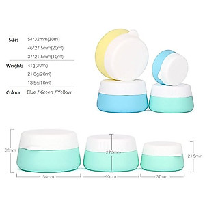 BlueSunshine Silicone Cosmetic Containers Cream Jar with Sealed Lids, 3 Pieces - Food Grade Silicone - BPA Free - Great for Travel, Home and Outdoor (10ml Cream Jars)