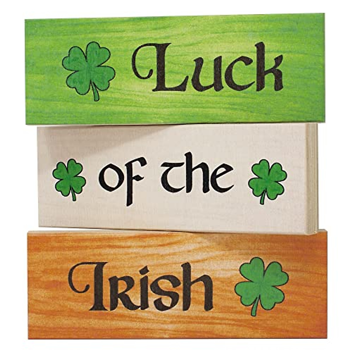 JennyGems St Patricks Day Decorations, Luck of the Irish, St Patricks Day Tiered Tray Decor, 3 Piece Wooden Block Set, Irish Decor, Irish Gifts, Made in USA