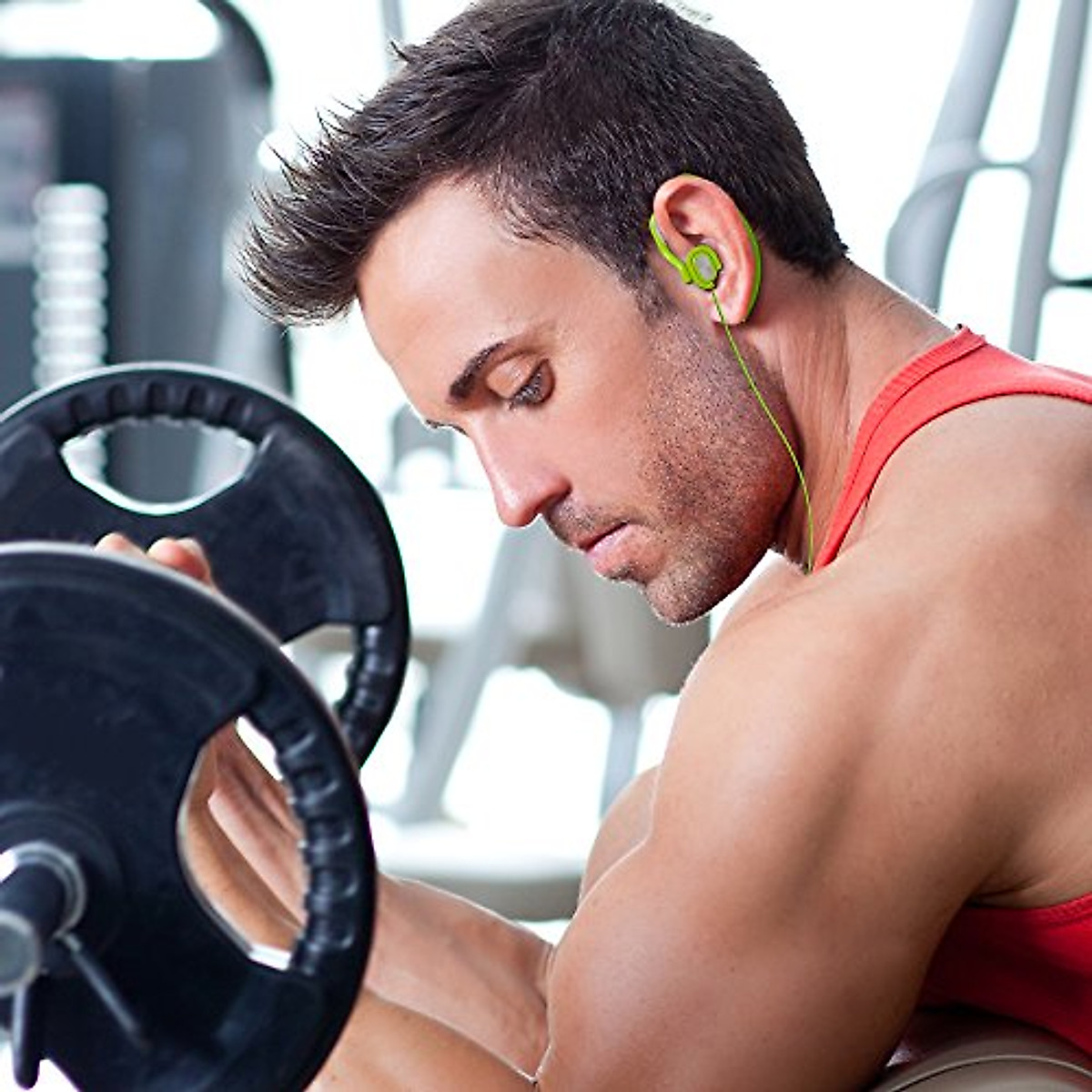 ARTIX Sport Workout Earbuds Headphones XJR, Built-in Microphone in-Ear Stereo Lightweight Wired Sweat-Proof Earphones, for Work, Travel, Running, Exercise, Works w/Smartphones, iPhone Android (Green)