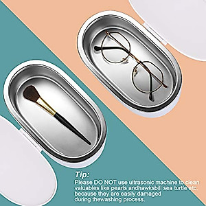 BlumWay Ultrasonic Jewelry Cleaner, Portable Ultrasonic Cleaner Machine, Mini Sonic Cleaner forJewelry,Glasses,Rings,Gold,Silver,Diamond,Coin,Watch,Denture,500ML SUS Tank(White)