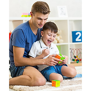 Coogam Qiyi Speed Cube Bundle 2x2 3x3 Magic Cube Set Qidi s 2x2 Warrior W 3x3 Stickerless Puzzle Toy Pack