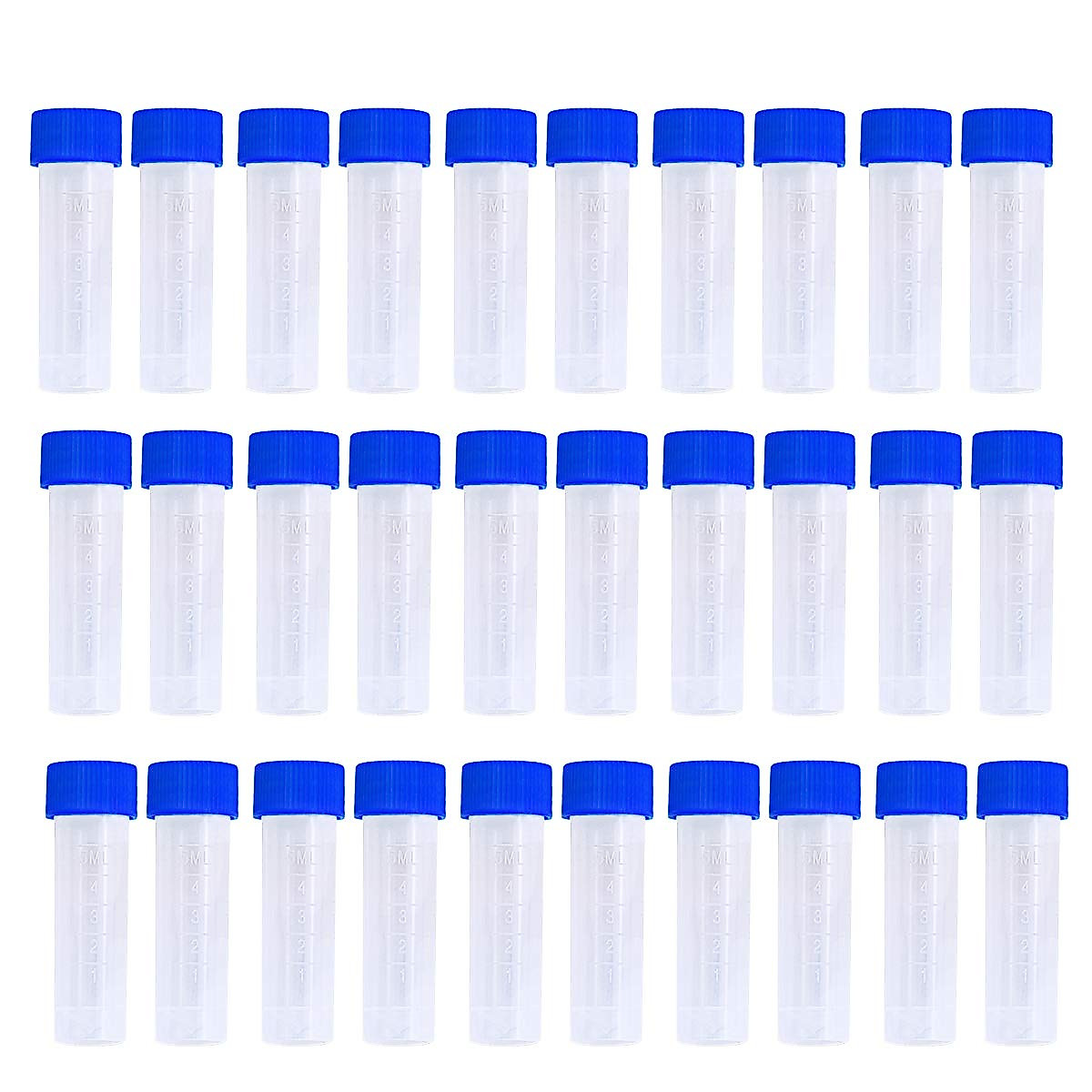 Twdrer 50PCS 5ml Plastic Graduated Vial Tube with Screw Caps,Small Test Sample Bottles Tubes Container with Lid