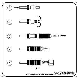 WGGE WG-3333 24k Gold Plated Speaker Banana Plugs-Closed Screw Type (10 Pairs (20 PLUGS))