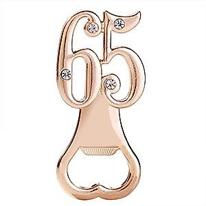12 PCS Bottle Opener Gold 65th Birthday Party Favor 65 Anniversary Favors for Guests, 65th Birthday Party Decorations Beer Bottle Openers for Birthday Party Gift Souvenir Supplies (Gold 65th, 12)