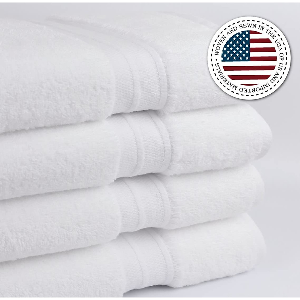 Sweet South by 1888 Mills 4-Piece Bath Towel Set, White | Made in The USA, 100% Cotton Loops