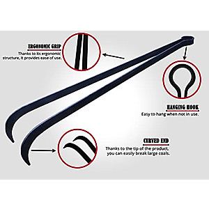Charcoal Tongs, BBQ Charcoal Tongs, 15.75 Inch, Charcoal Tongs For Grill, Heavy Duty, Charcoal Cherry Picker Tool, Charcoal Grill Rake, Charcoal Grill Poker, Fire Tongs, Camping Fire Poker,Grill Tongs
