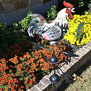 HGC 48 in. Metal Weather Vane for Garden Decor Farmhouse Decorative with Rooster Ornament Wind Vane Weathervanes