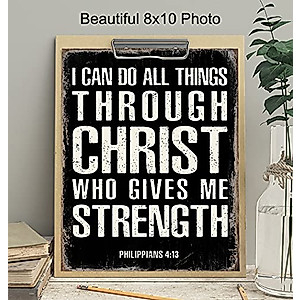 I Can Do All Things Through Christ - Philippians 4 13 - Religious Wall Decor - Christian Gifts for Men - Catholic Gifts - Inspirational Bible Verses Wall Decor - Scripture Wall Art - Jesus Wall Decor