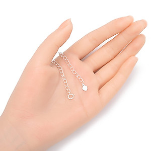 2pcs Adabele Authentic 925 Sterling Silver Jewelry Making Chain Extender with Cute Heart Drop Strong Removable Adjustable 6 inch Extension for Necklace Anklet Bracelet SS301-6