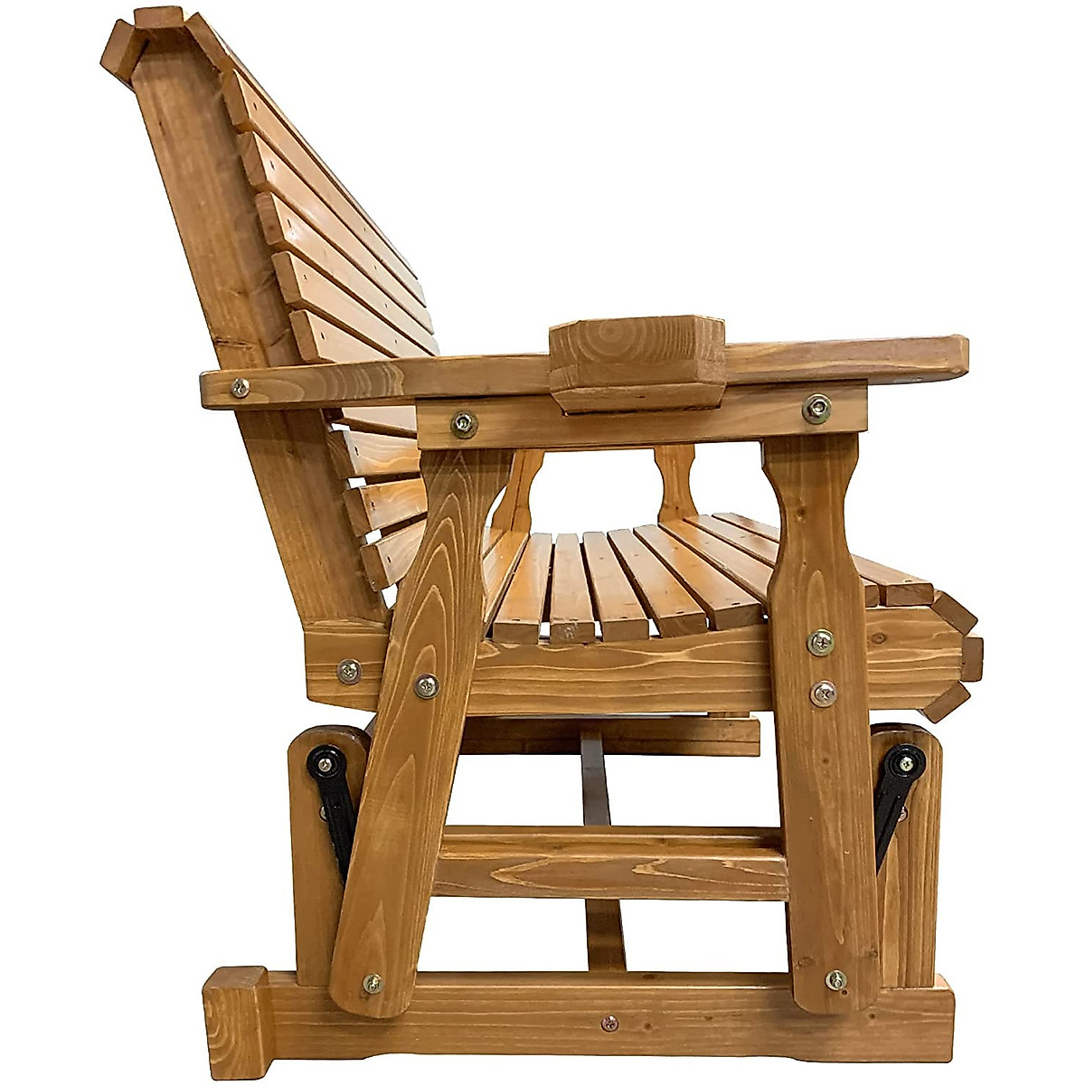 Fortune Candy Patio Glider with Cup Holders, High Roll Back and Deep Contoured Seat, 2-Seater, Heavy Duty 800 Lb, 4 Feet (Brown 4 Ft)