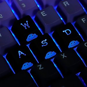 Mechkeeb 1.6mm Thickness WASD Arrow Replacement Keycaps Lightning Baby Shine Through Keycaps OEM Profile for MX Mechanical Gaming Keyboard Keycap