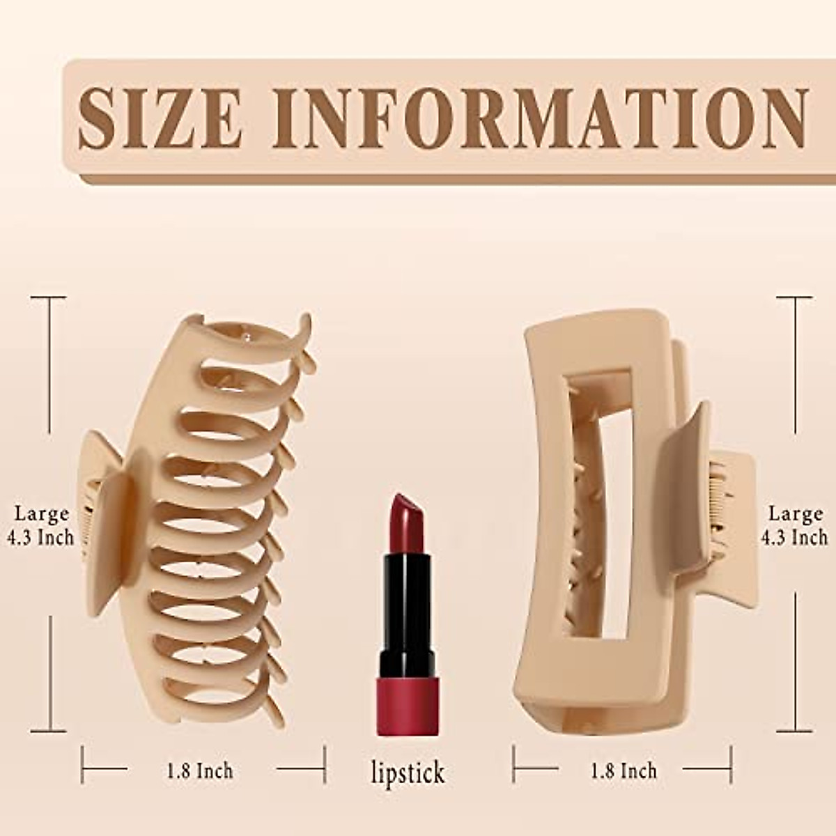 10 Pack 4.4" Large Hair Clips,Claw Clips,Hair Clips for Women & Girls,2 Styles 5 Colors Internal tooth design Strong Hold Matte Claw Hair Clips for Women Thick Hair & Thin Hair, 90's Vintage Hair Clip