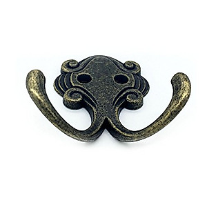 Richohome Retro Octopus Double Prong Robe Hook,Coat and Hat Hook- Pack of 10