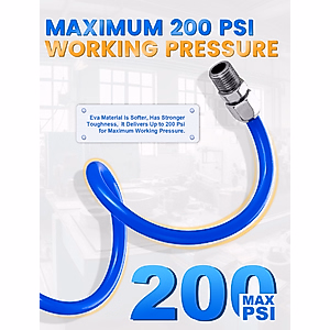 SARDVISA 25 Feet Repairable EVA Recoil Air Hose, Air Compressor Hose with 1/4" NPT Industrial Universal Quick Coupler and I/M Plug Kit, 200PSI Max Air Tool Hose