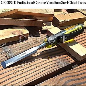 GREBSTK 4 Piece Professional Wood Chisel Tool Sets Sturdy Chrome Vanadium Steel Chisel Woodworking Tools, 1/4 inch,1/2 inch,3/4 inch,1 inch