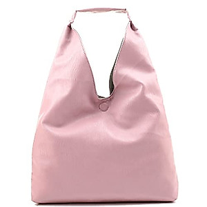 Reversible Large Oversized Vegan Leather Lightweight Simple Tote Handbag Purse (Taupe/Light-Taupe)