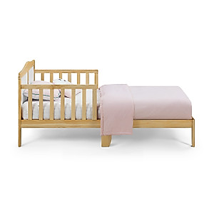 CITYLIGHT Toddler Bed Frame with Safety Guardrails, Solid Wood Toddler Bed for Kids, Boys & Girls, Easy to Assemble- Greenguard Gold Certified, Natural/White