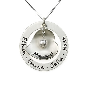 Big Hearted Personalized Sterling Silver Name Necklace. Customize with Names, Dates, Initials, or Endearing Words of your choice, such as Mama, Nana, Grandma,Mommy. Gifts for Her, Grandma, Mother