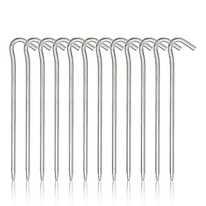 Thousfan Tent Stakes,7 inch Tent Pegs,12 Pack Aluminum Stakes for Outdoor Beach Camping Hiking and Gardening