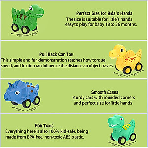Car Toy for 2 3 4 5 Years Old Boys, Dinosaur Transport Carrier Truck with 4 Pack Small Pull Back Dino Car, Friction Power Vehicle Christmas Birthday Gift for 18M+ Kids Toddler