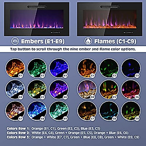 Prominence Home LED Slim Design Electric Fireplace Insert and Wall Mounted Fireplace with 1500 Watt Heater, Log & Crystal Ember Options, Adjustable Realistic Flame and Remote Control, (36 Inch)